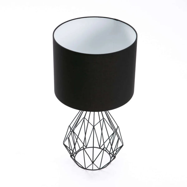 Decofurn Table Lamp Blk Metal Wire Base Black Fabric Shade Decofurn