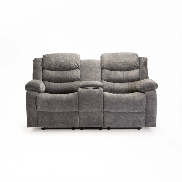 Decofurn | Baz Fabric 2 Seater Recliner with Console - Grey – Decofurn ...