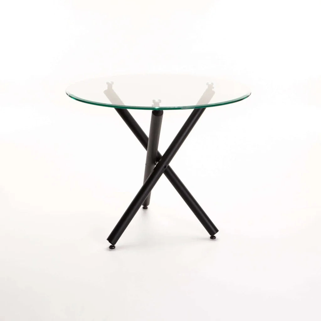 Decofurn | Diva 90cm Round Glass Top Dining Table-black – Decofurn ...