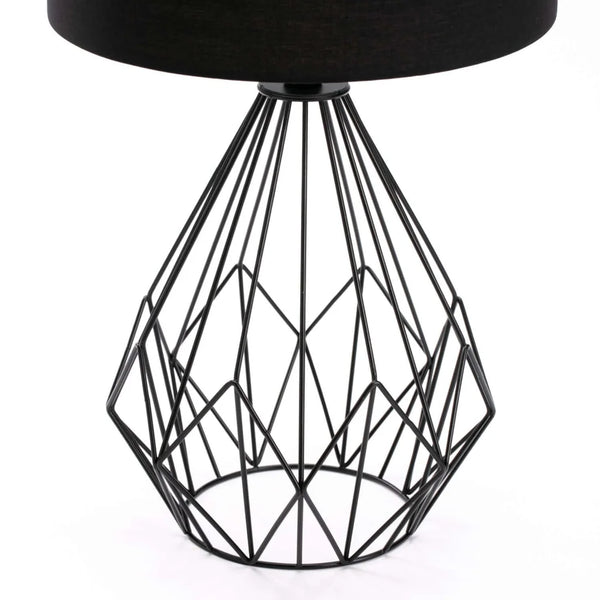 Decofurn | Table Lamp Blk Metal Wire Base Black Fabric Shade – Decofurn ...