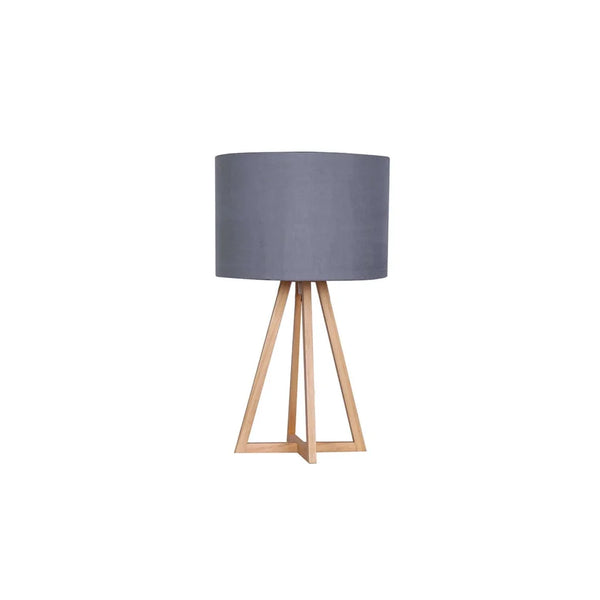 Decofurn | Table Lamp Tall Wooden Tripod Grey Fabric Shade – Decofurn ...