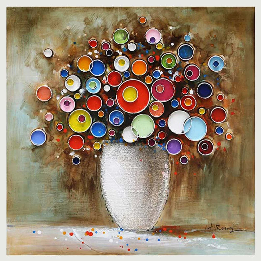 Decofurn | Oil Painting Art Zo - Small Pot of Flowers 80x80 – Decofurn ...