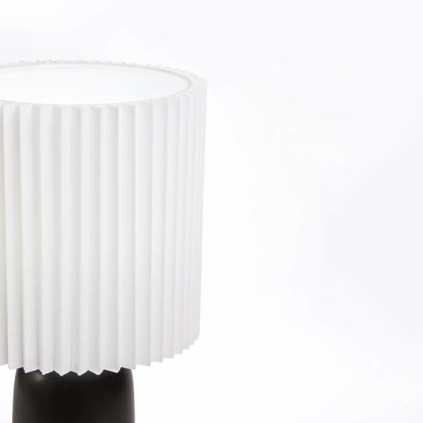 Decofurn | Table Lamp Black Cylinder Base Pleated White – Decofurn ...