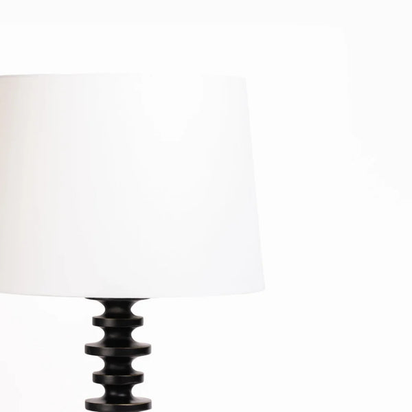 Decofurn | Table Lamp Stacked Black Base White Fabric Shade – Decofurn ...